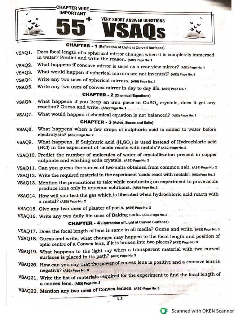 SIA - Phy - Important Questions1 | PDF