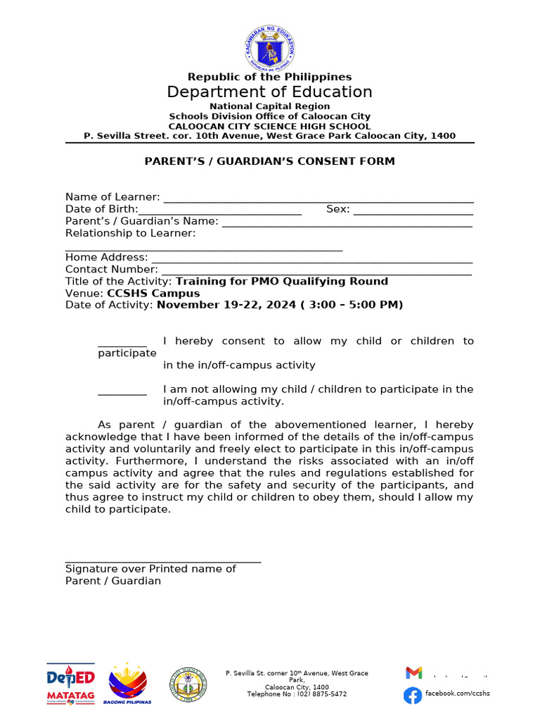 PARENTS-CONSENT-training | PDF