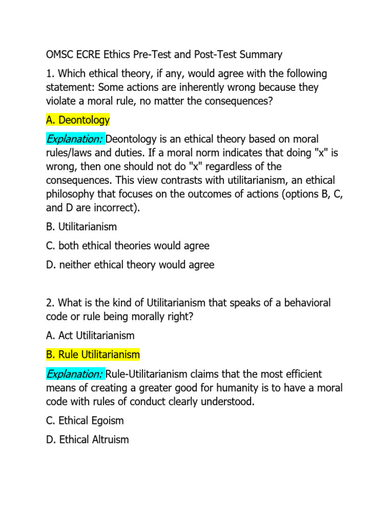 Ethics Overview: Key Theories Explained | PDF | Utilitarianism | Morality