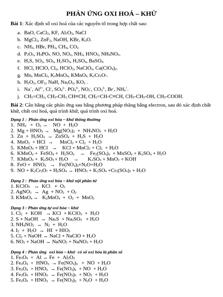 BT PH N NG Oxi Hoá KH | PDF