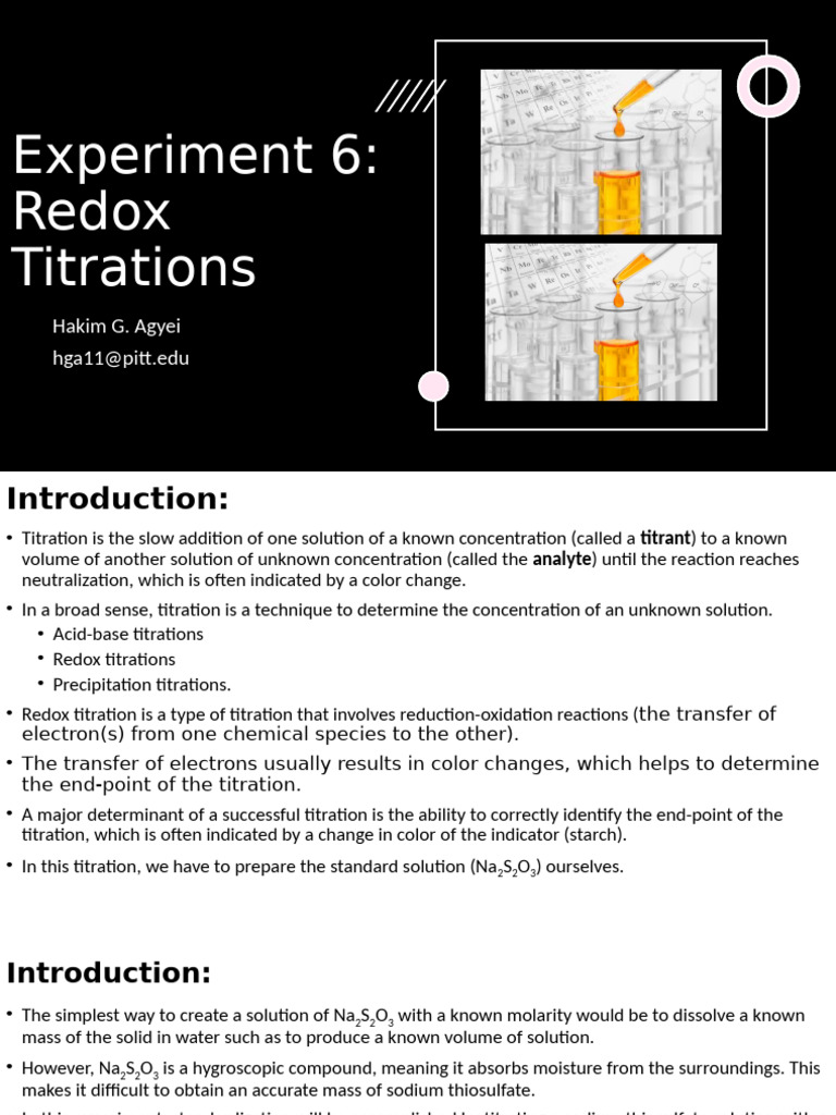 Experiment 6-Redox Titrations 2 | PDF | Titration | Chemistry