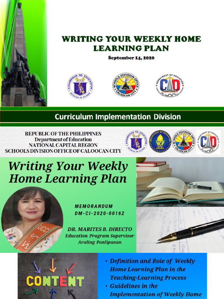 Weekly Home Learning Plan (Re-Echo) | PDF