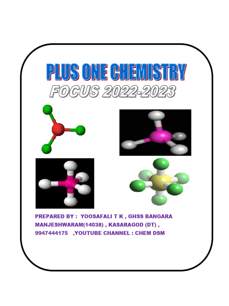 +1 Chemistry 2023 Focus Notes by Yoosafali T K | PDF | Atoms | Neutron