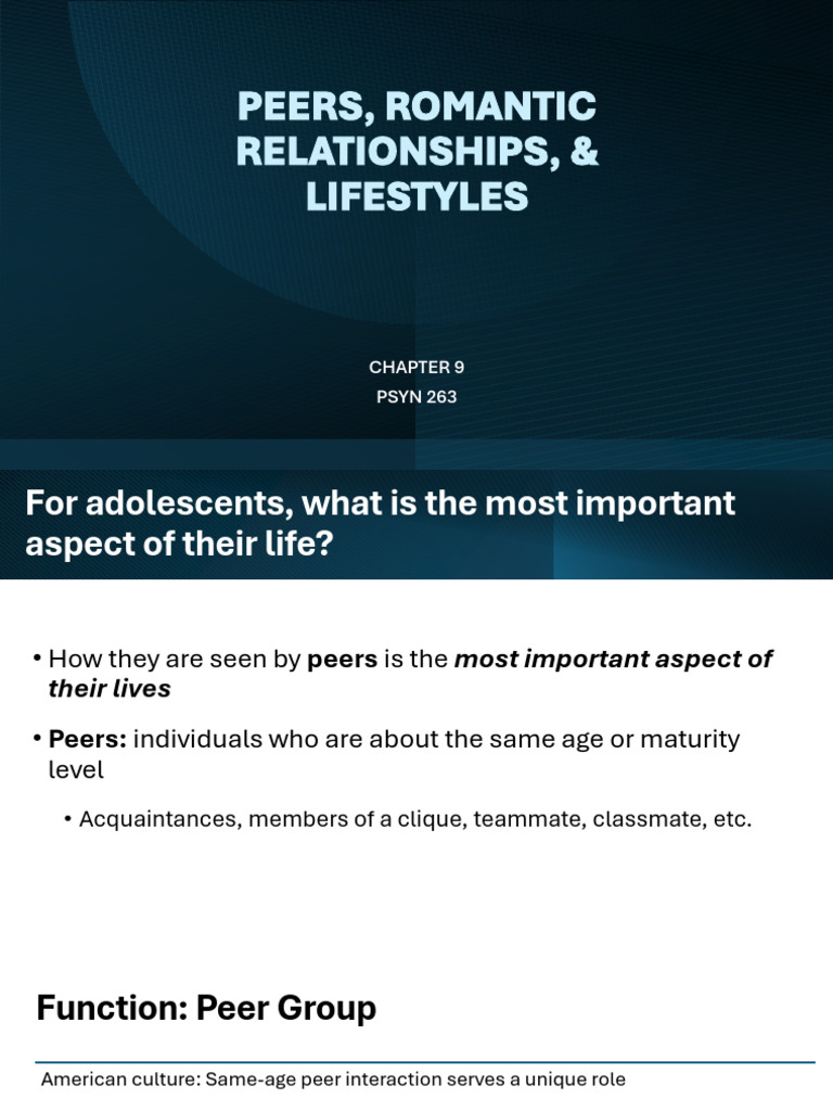 Adolescent Peer Relationships and Love | PDF | Adolescence | Romance (Love)