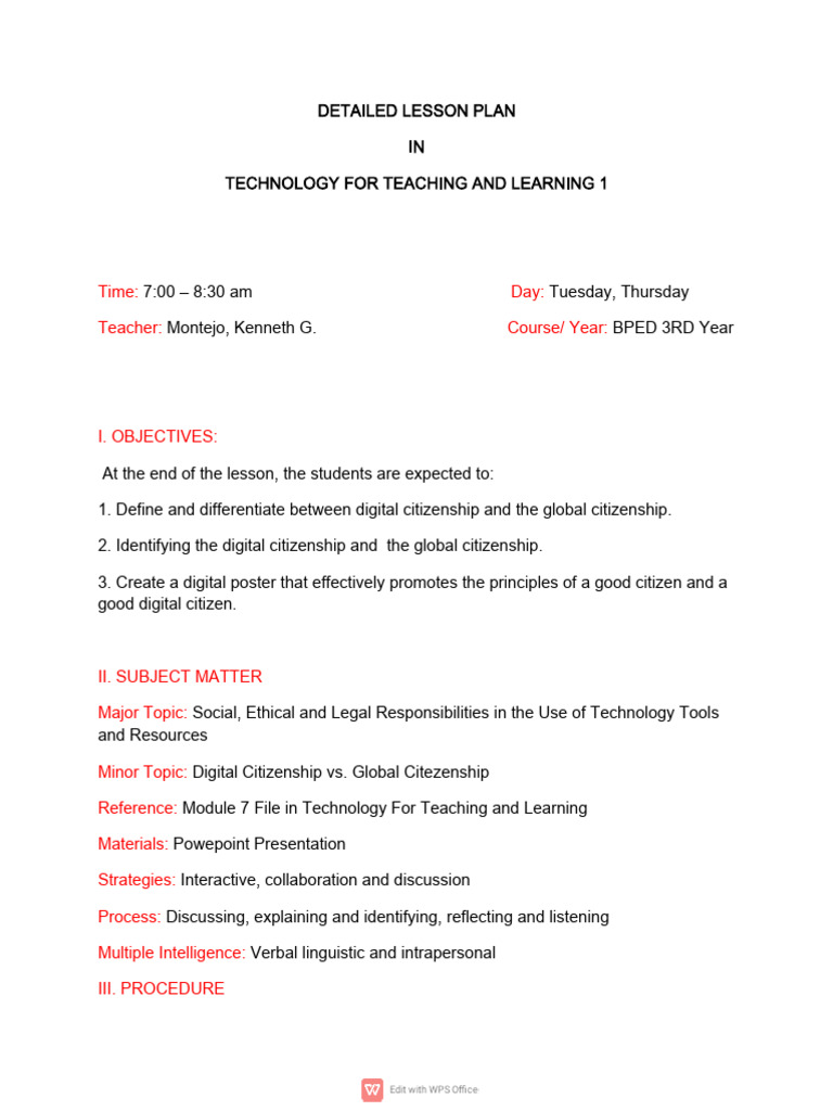 TTL Kenneth LP | PDF | Rubric (Academic) | Citizenship