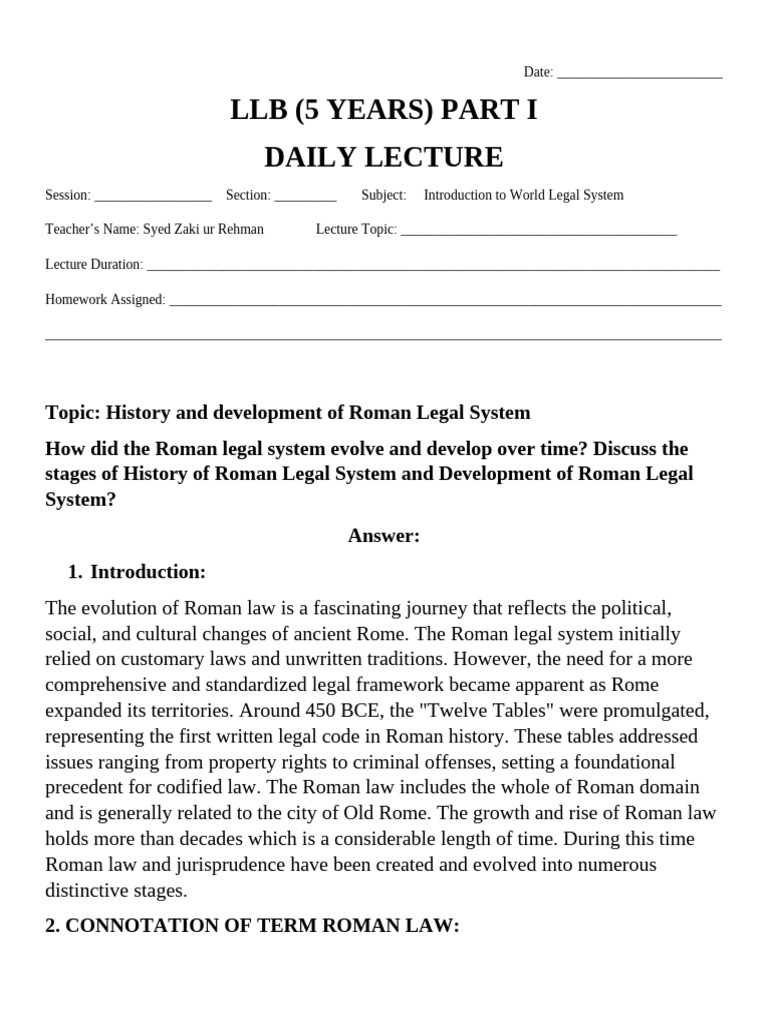 History of Roman Legal System-1 | PDF | Roman Law | Ancient Rome