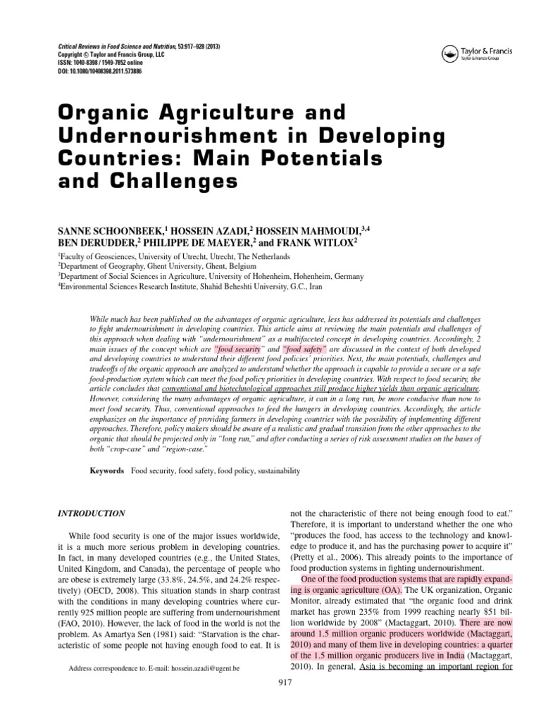 Organic Agriculture and Undernourishment in Developing Countries-Main ...
