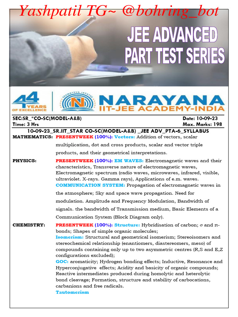 10 09 23 SR Iit Star Co Scmodel A&b Jee Adv 2020P I Pta 6 QP | PDF | Waves | Amplitude