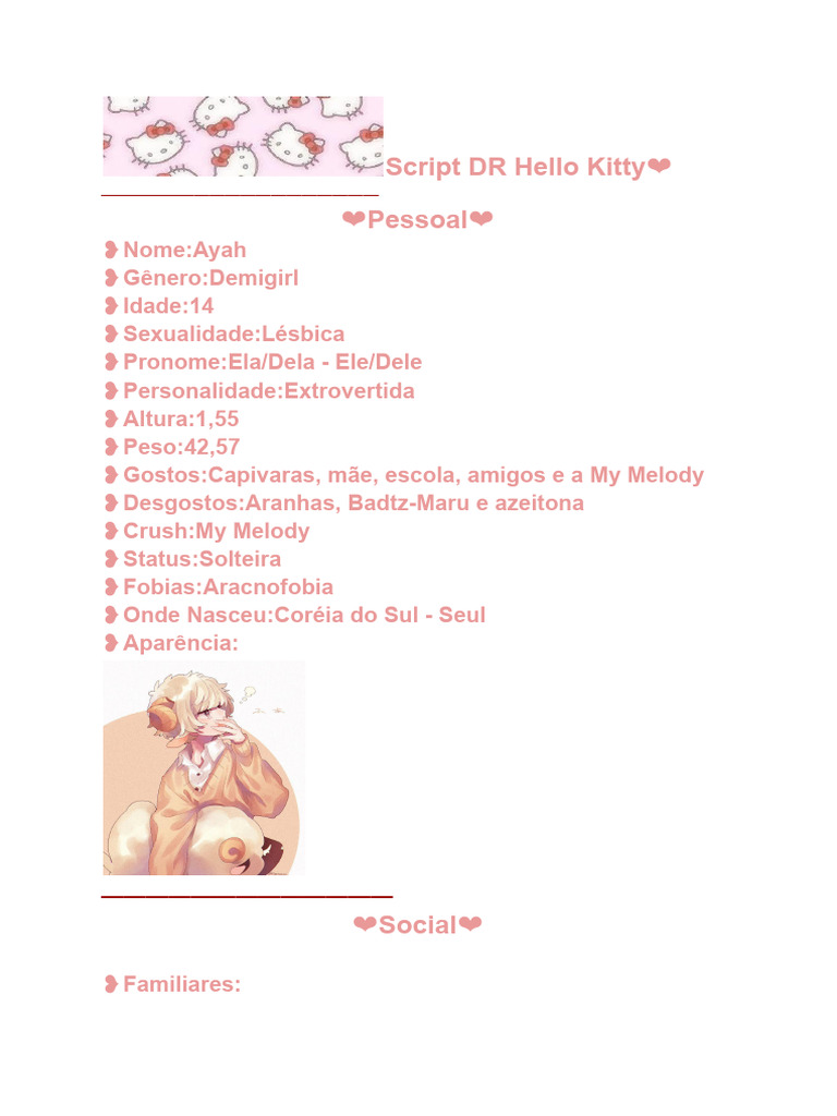 ♡Script de Hello Kitty and Friends - Ayah♡-1 | PDF | Sexualidade humana ...