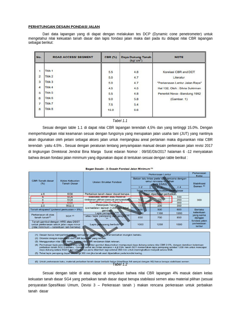 Perhitungan Tebal Perkerasan | PDF