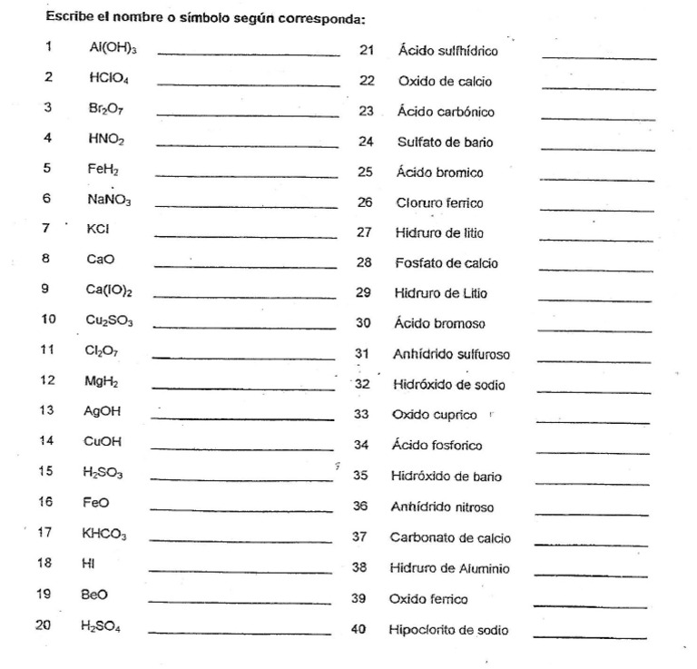 Ejercicios de Nomenclatura | PDF