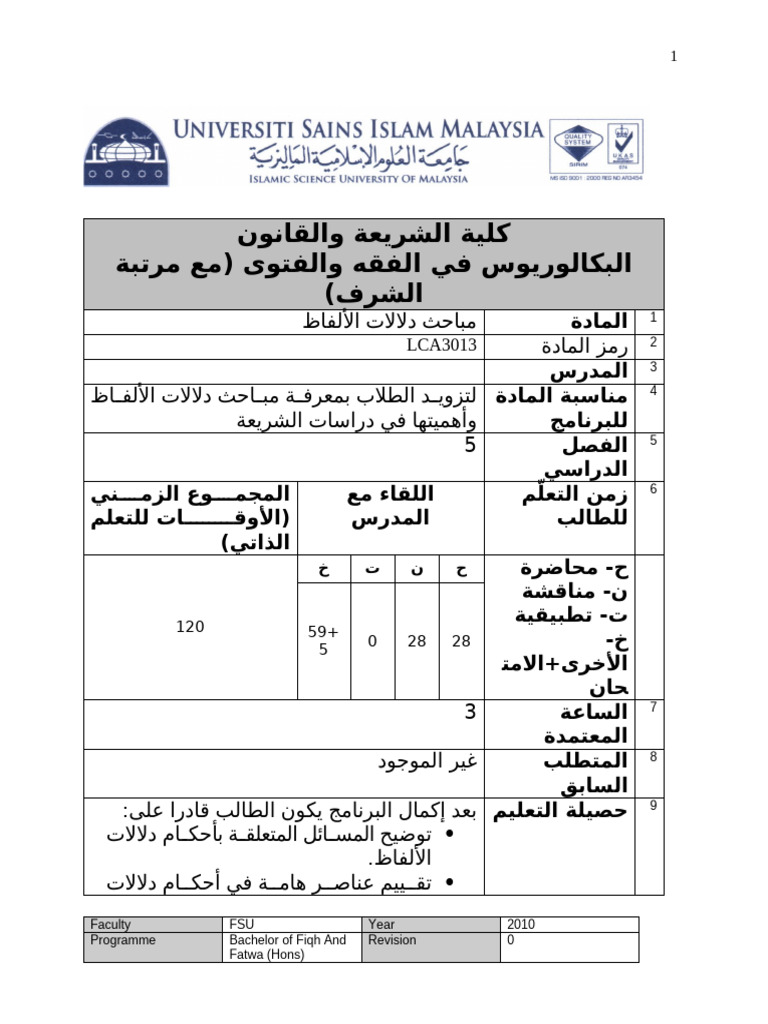 LCA3013 Mabahith Dalalatul Alfaz | PDF