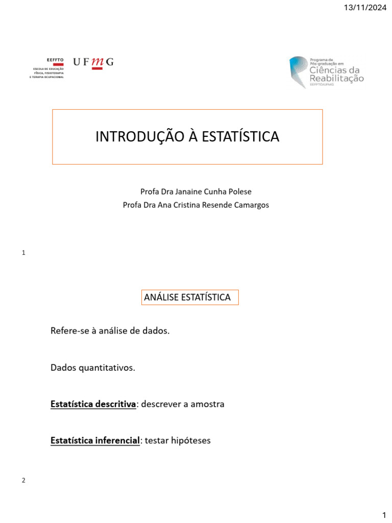 Introdução à estatística | PDF | Estatísticas descritivas | Teste de ...