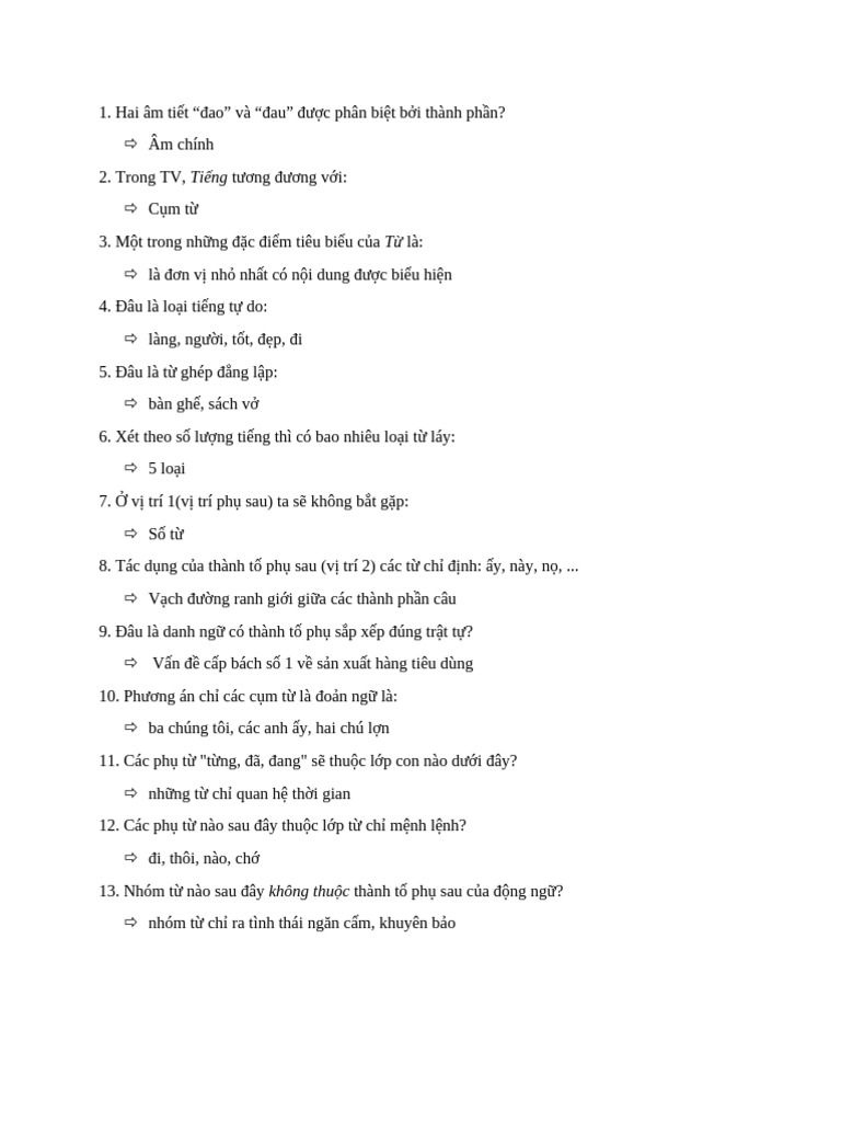 câu hỏi NMVNH | PDF