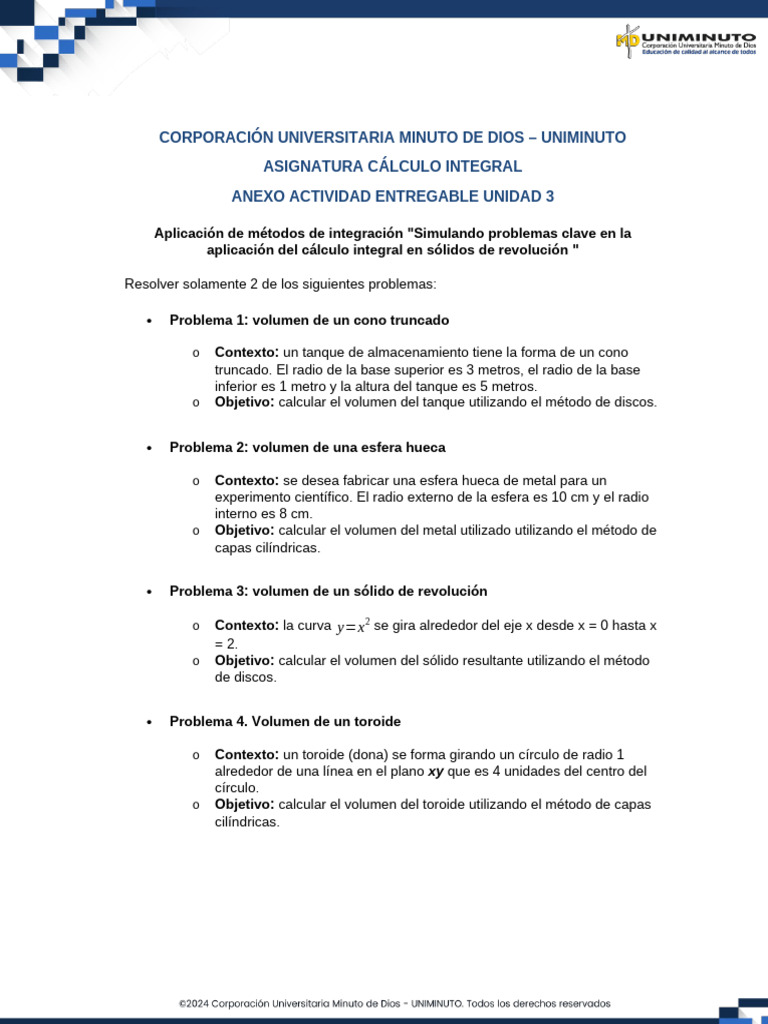 Anexo 3 Actividad Entregable | PDF | Integral | Volumen