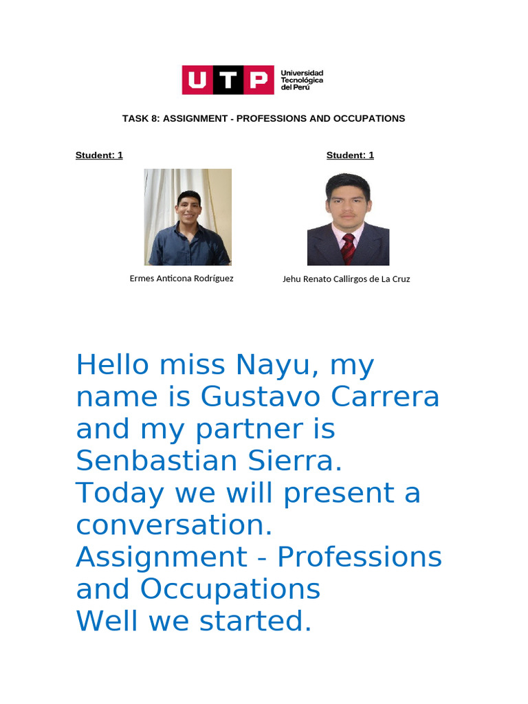 Professions and Occupations Conversation | PDF