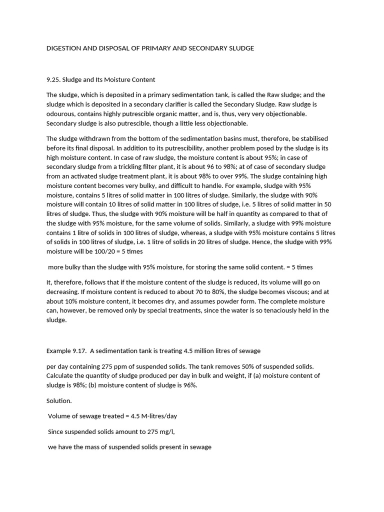 Digestion and Disposal of Primary and Secondary Sludge | PDF ...