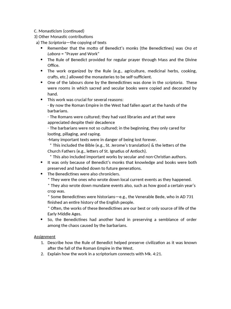 Unit 4--Age of Barbarians & Monks--C. The Monastic Life_3a_Scriptoria | PDF