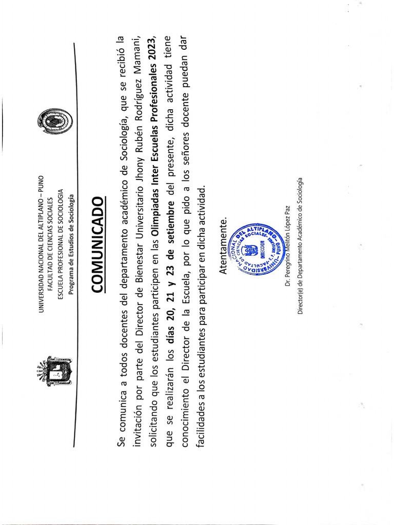 Comunicado Olimpiadas 2023 | PDF