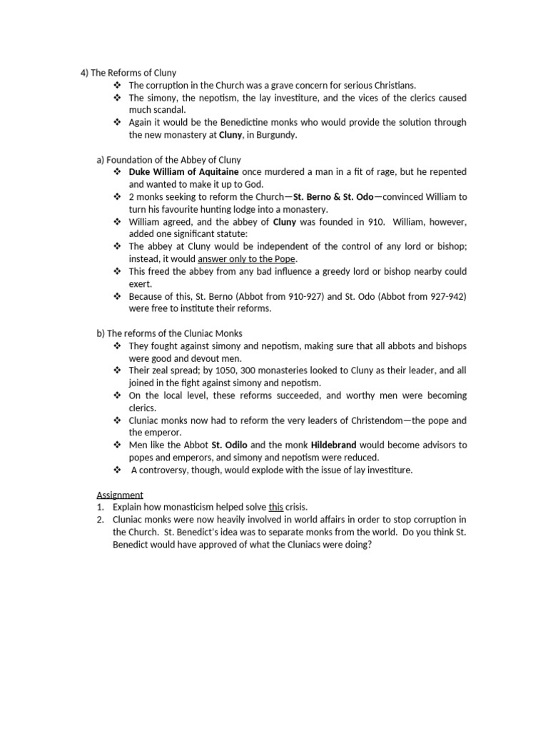 Cluny Reforms: Combating Church Corruption | PDF