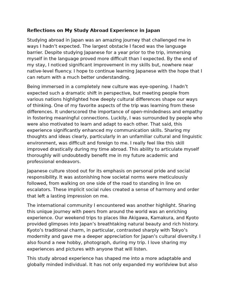 My Transformative Study Abroad in Japan | PDF | International Student ...