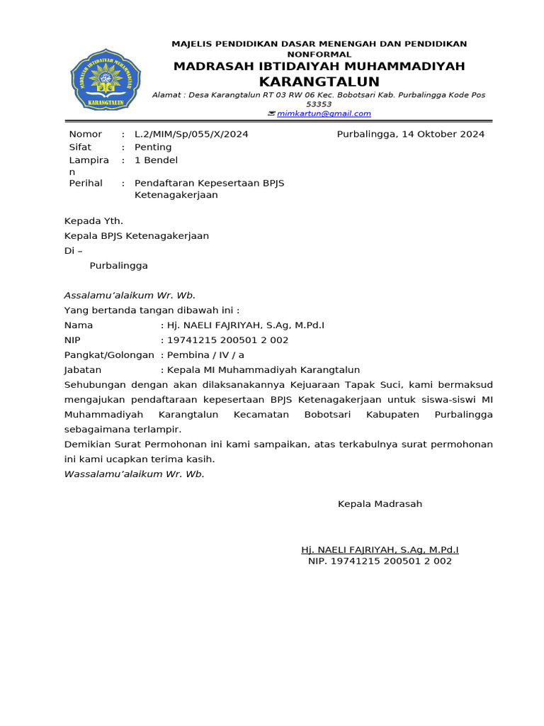 Surat Permohonan BPJS | PDF