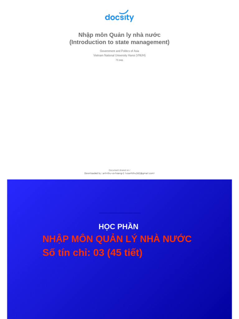 Docsity Nhap Mon Quan Ly Nha Nuoc Introduction to State Management | PDF