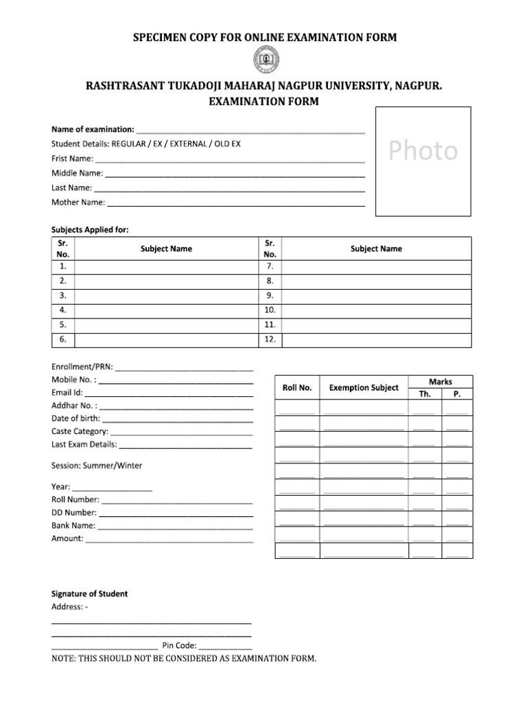 Exam Form | PDF
