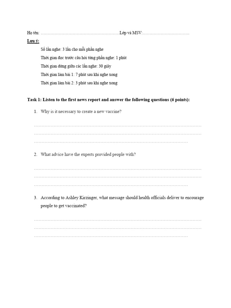 Mock Test Listening 1 | PDF
