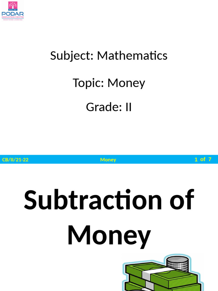 3 CB II Math Money | PDF | Rupee | Subtraction