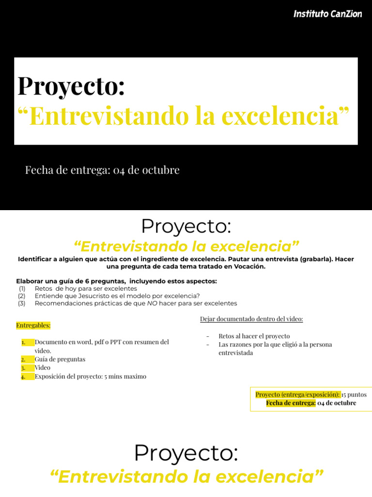 Proyecto - "Entrevistando La Excelencia" | PDF