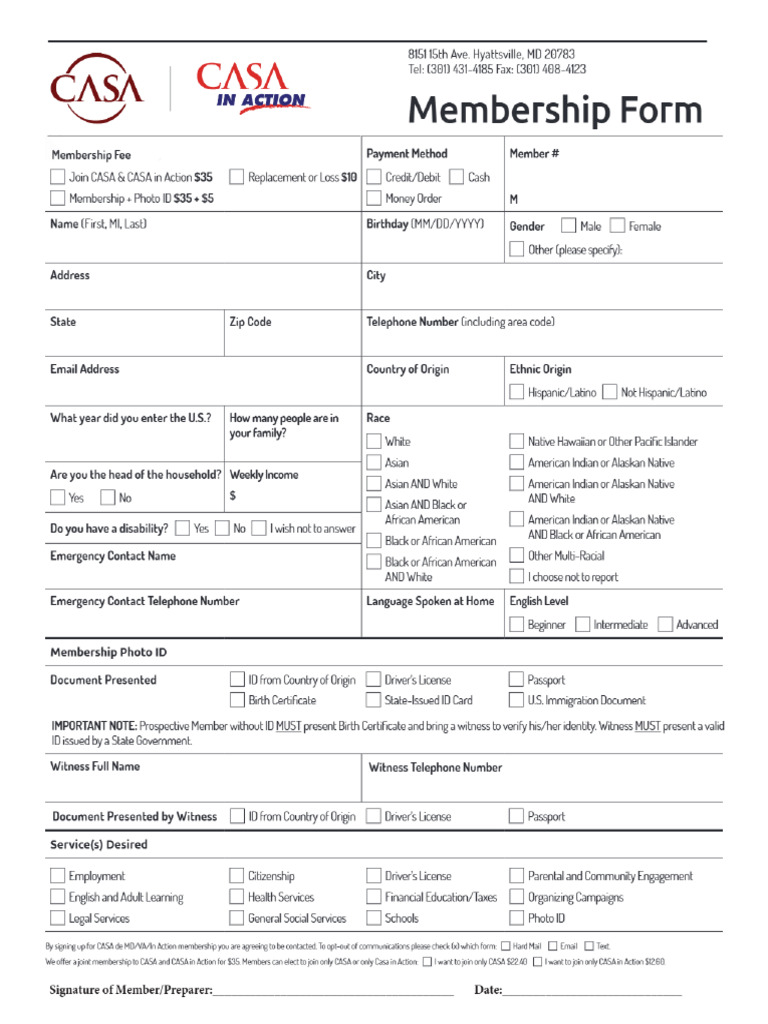 Membership Forms - Formularios de Membresía - Formulaire D'adhésion ...