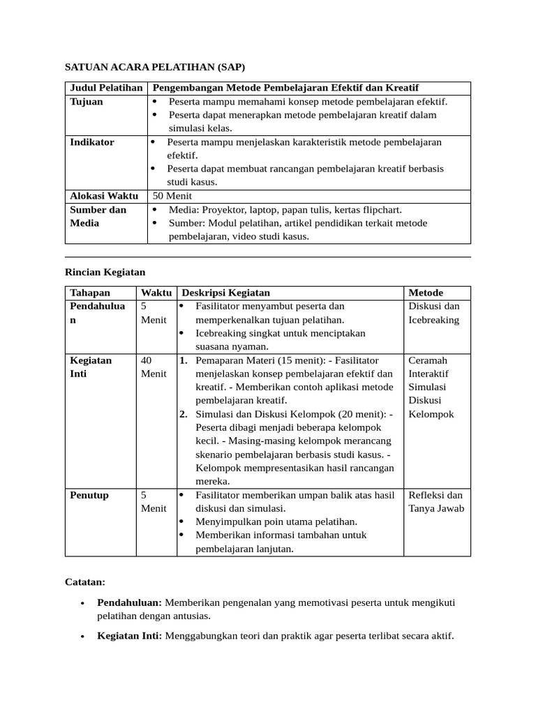 Tugas 3 SATUAN ACARA PELATIHAN | PDF