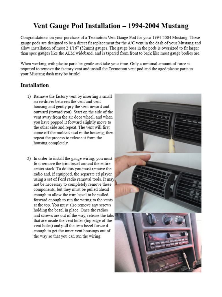 SN95 Vent Pod Installation | PDF | Manufactured Goods