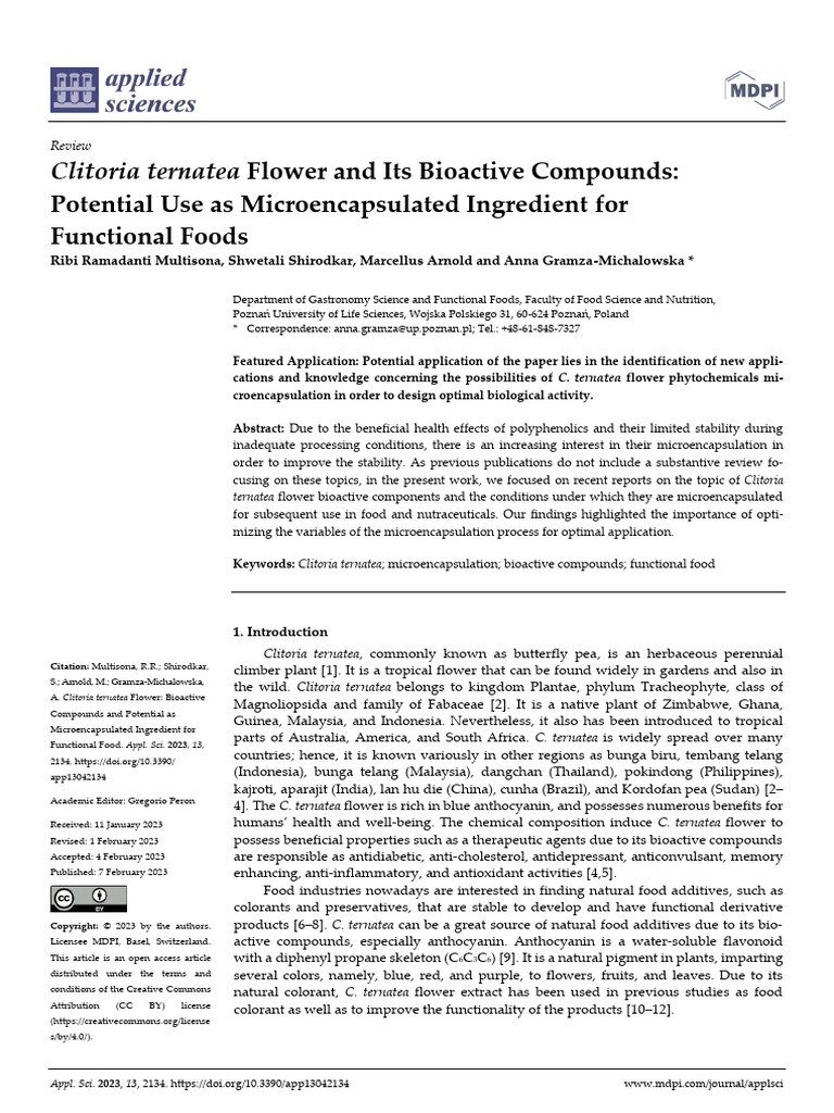 Clitoria Ternatea Flower and Its Bioactive Compoun | PDF | Polyphenol ...