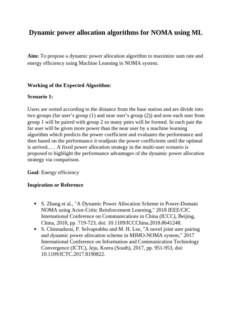 Dynamic Power Allocation Algorithms Using Ml In Noma Pdf Computer 3620
