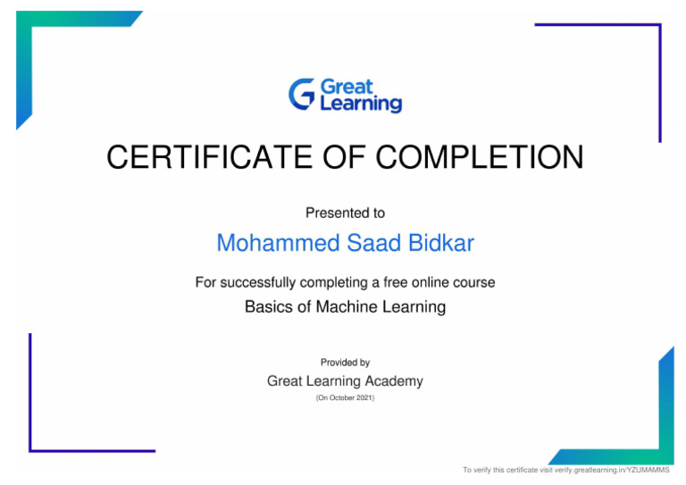 Basics of ML Certificate | PDF