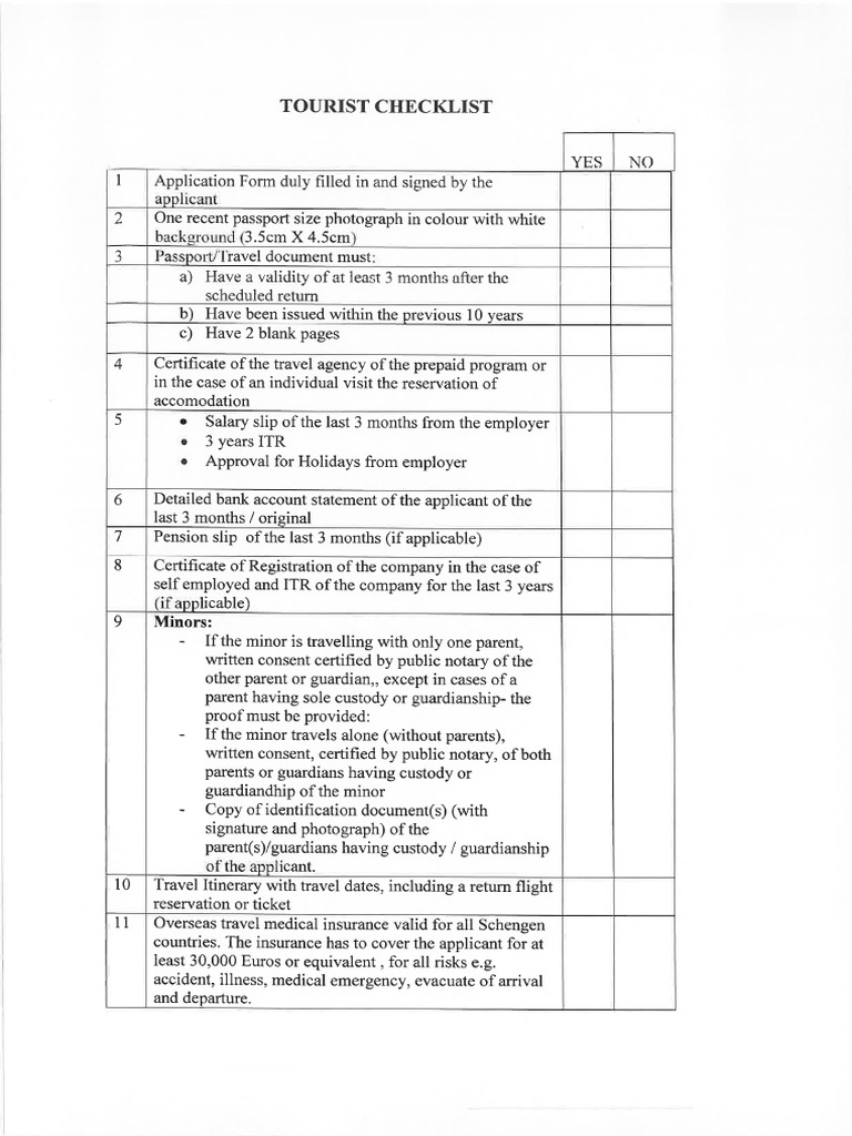 Tourist Checklist 2023 | PDF