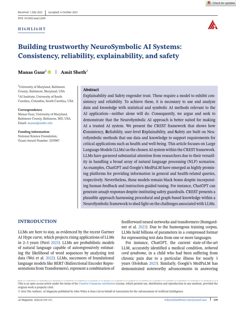 AI Magazine - 2024 - Gaur - Building trustworthy NeuroSymbolic AI Systems Consistency ...
