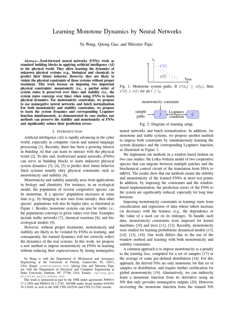 Learning Monotone Dynamics by Neural Networks | PDF | Artificial Neural Network | Applied ...
