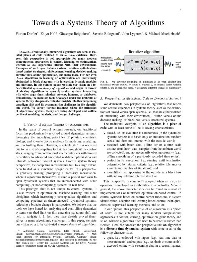 Towards A Systems Theory of Algorithms | PDF | Least Squares | Mathematical Optimization