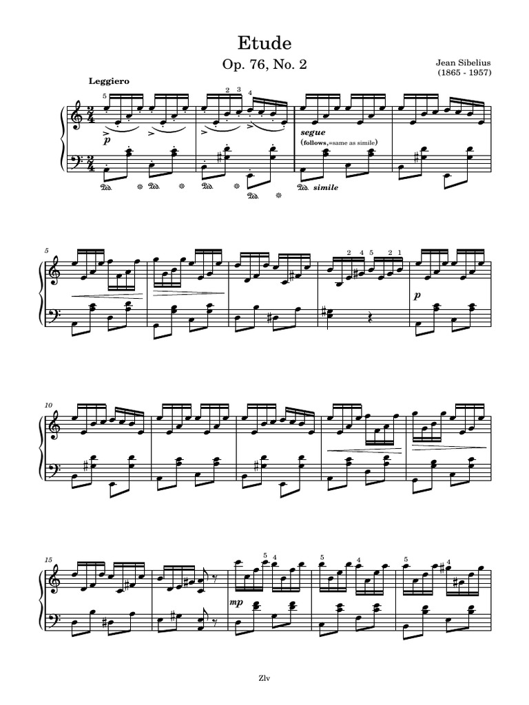 Sibelius Etude for Pianists | PDF | Compositions | Compositions For Symphony Orchestra