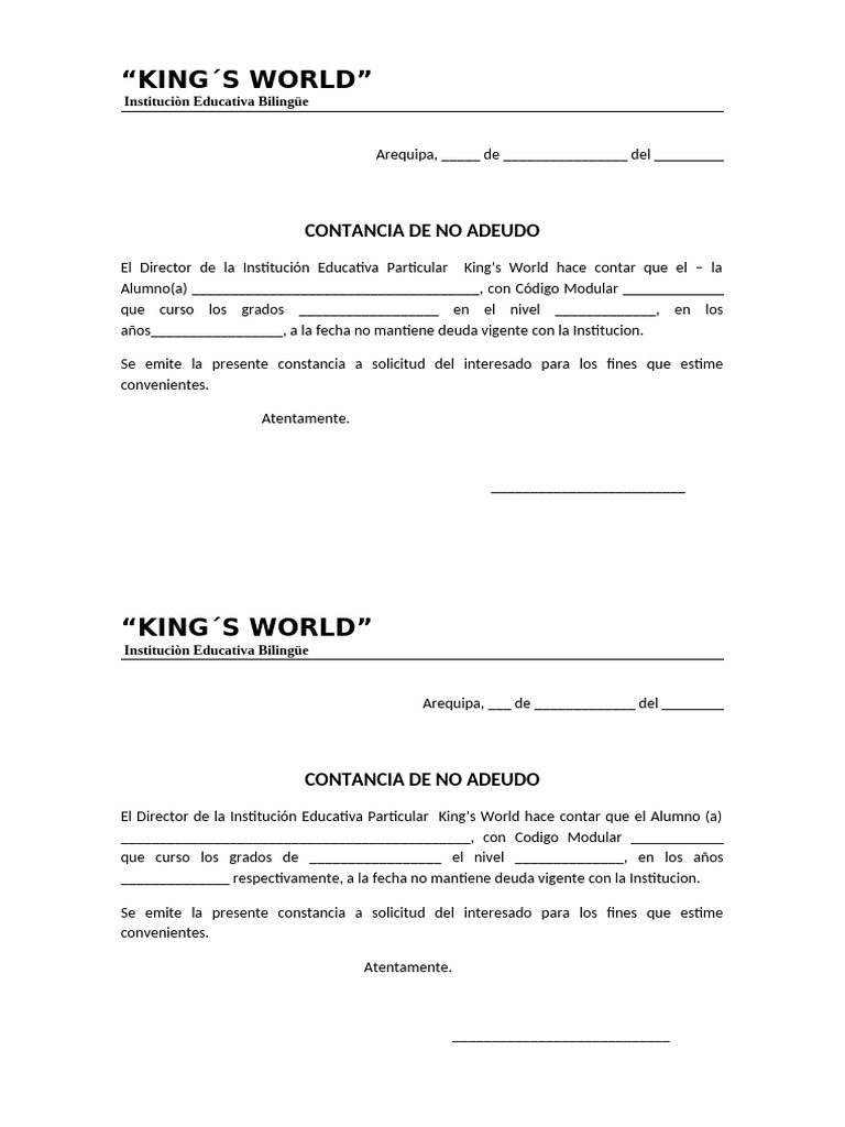 Solicitud de Constancia de No Adeudo | PDF