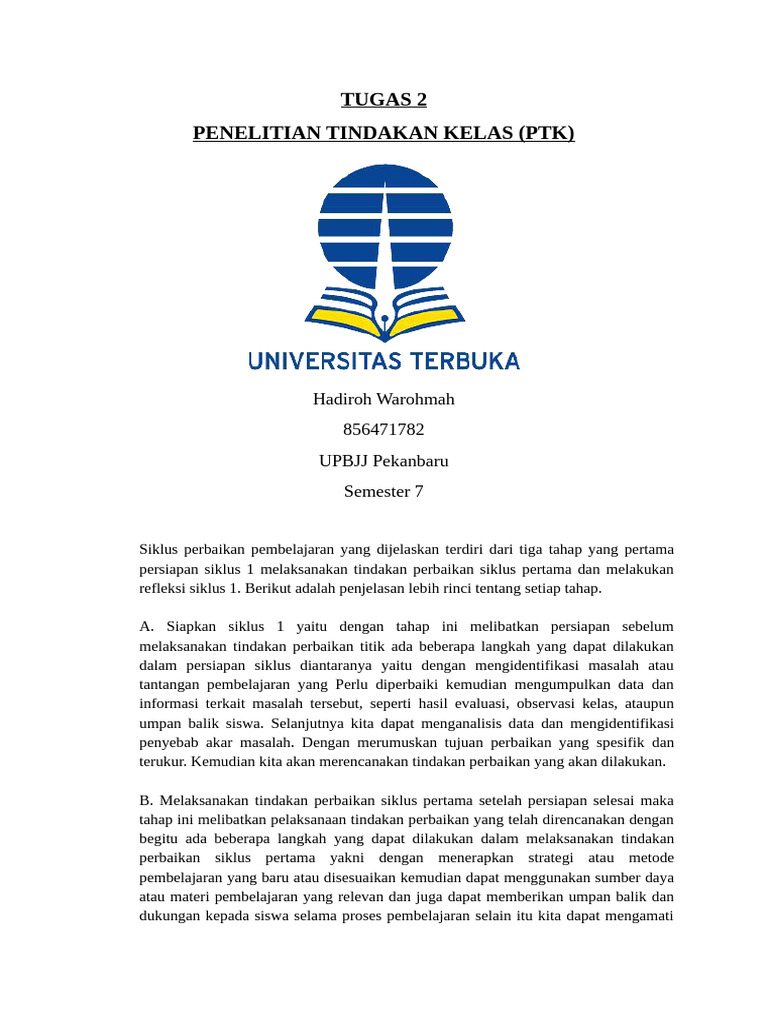 TUGAS 2 PENELITIAN TINDAKAN KELAS | PDF