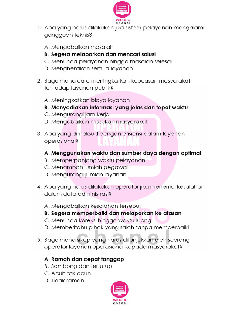 CASN2024_LATIHAN SOAL Operator layanan operasional 2 | PDF