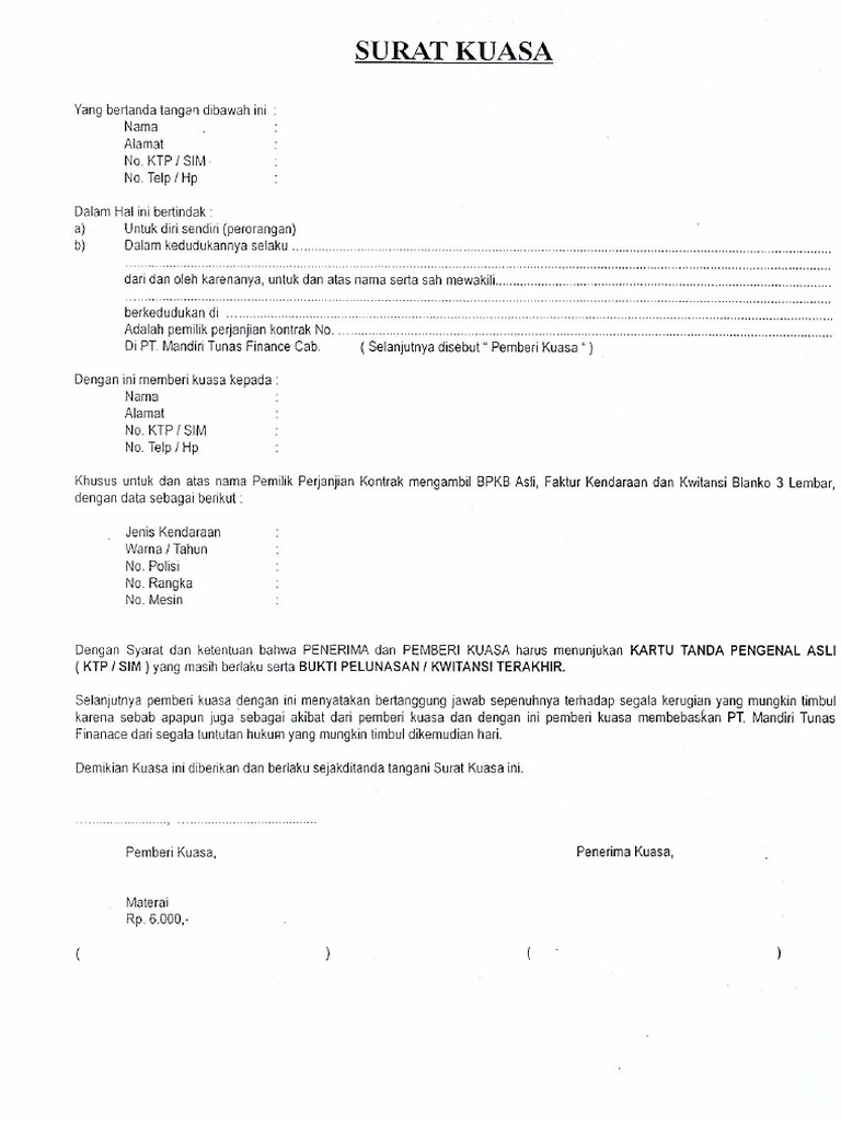 FORM SURAT KUASA | PDF