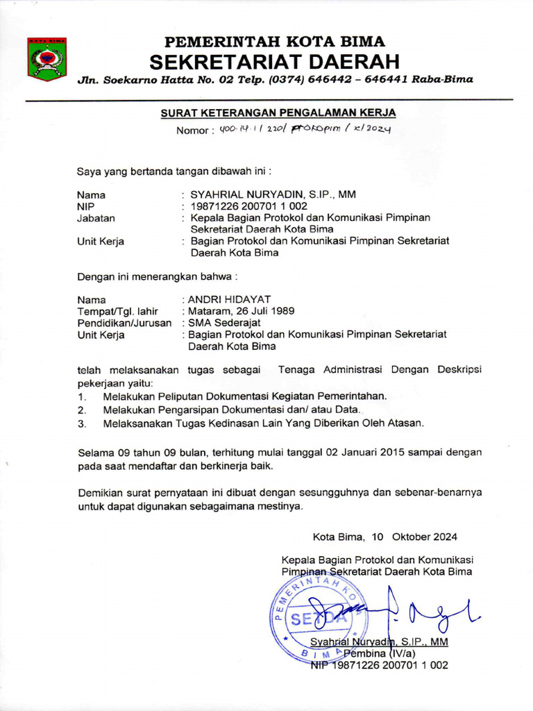 Suket Pengalaman Kerja | PDF