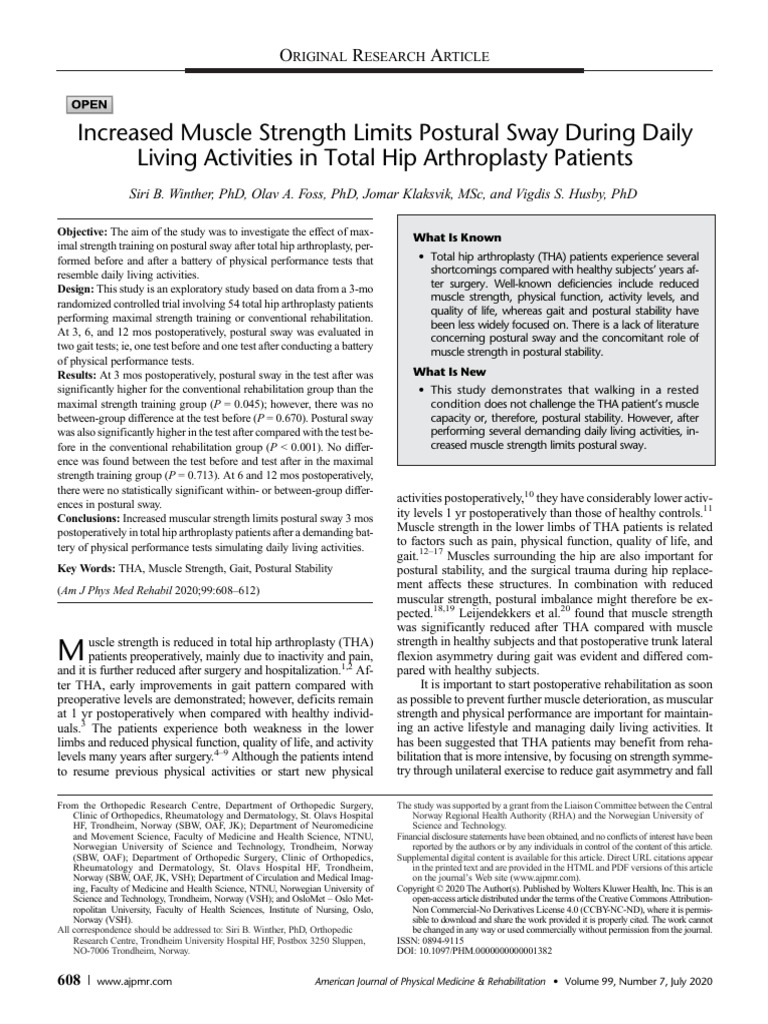 Increased Muscle Strength Limits Postural Sway During Daily | PDF ...