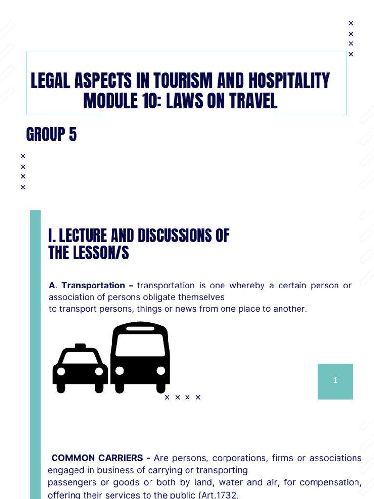 Legal Aspects in Tourism and Hospitality Module 10 Laws On Travel - 20241020 - 20241022 - 104614 ...