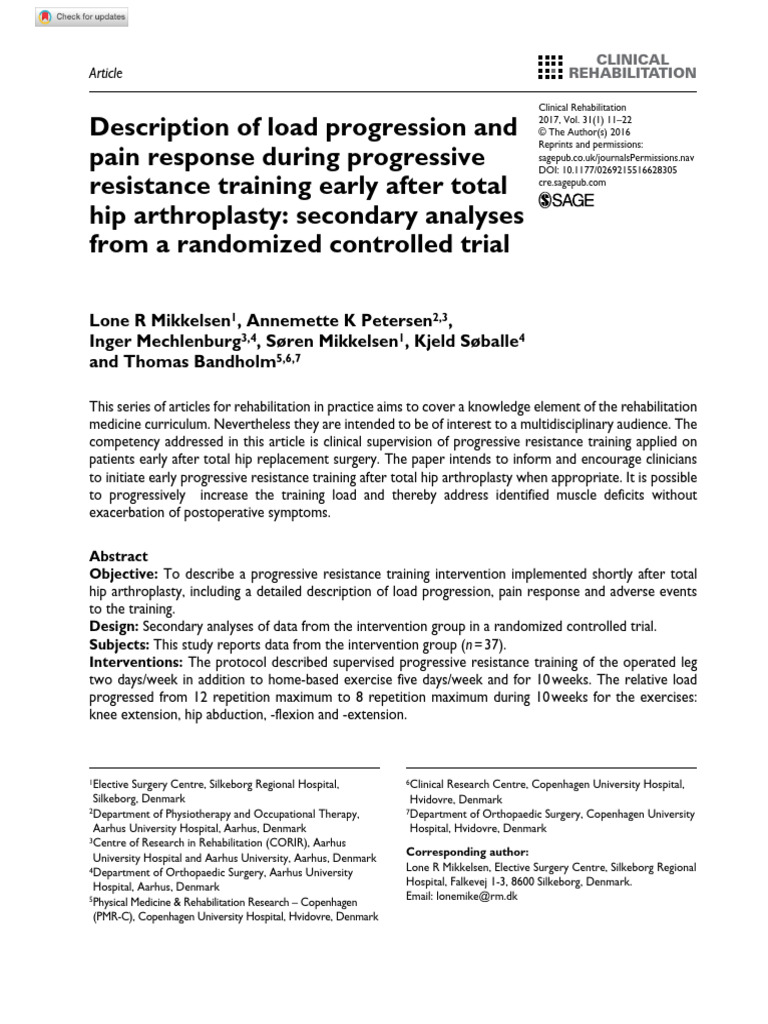Description of Load Progression and Pain Response During Progressive ...